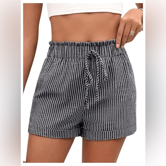 Unbranded | Shorts | New Womens Striped Shorts High Waisted Slant ...